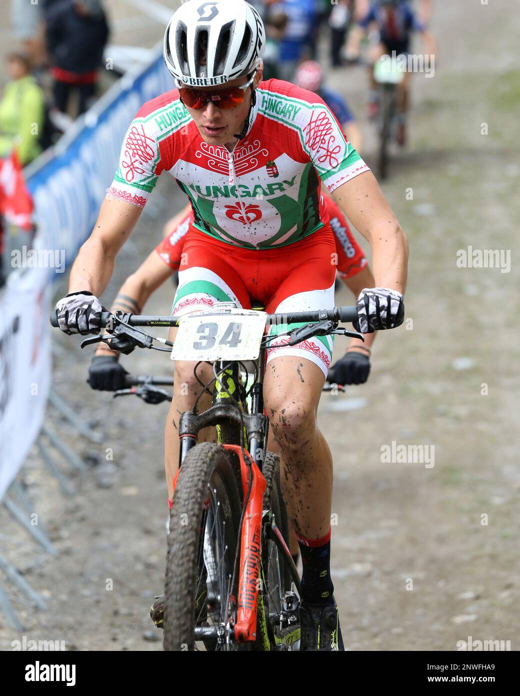 Erik Fetter, of Hungary, at the Junior Men Cross Country Olympic race ...