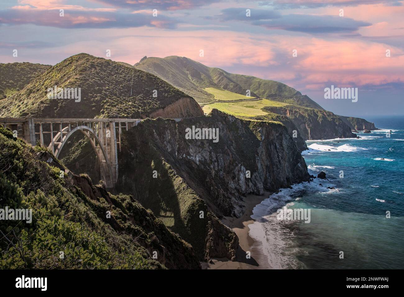 Iconic views from Big Sur in California during summer time. Taken on ...