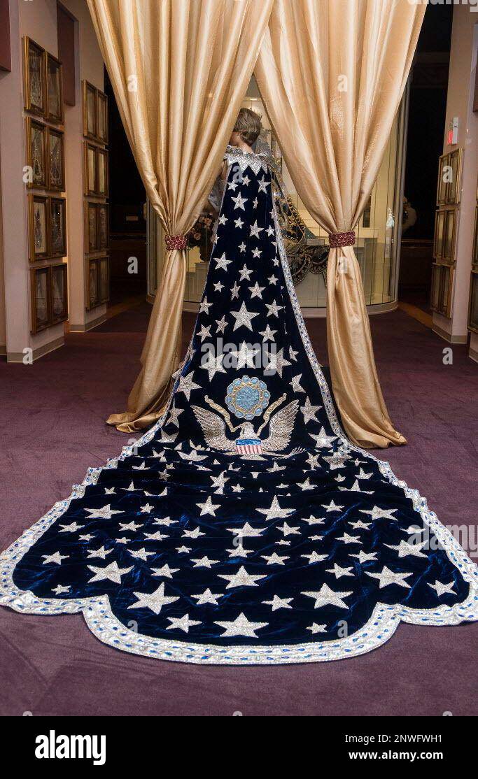In this July 17, 2018 photo, the Texas Rose Festival Queen's dress ...