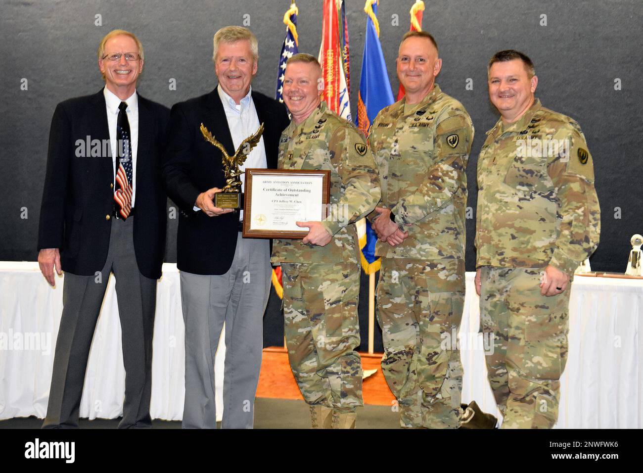 Retired Maj. Gen. William T. Crosby accepts the 2021 Army Aviation ...