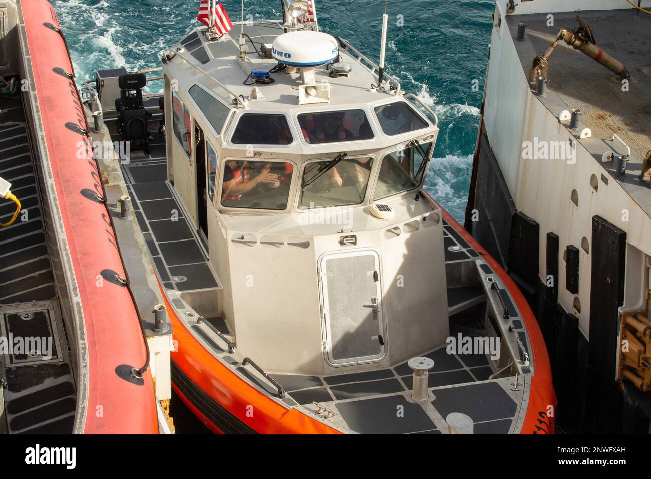 USCGC Stone’s (WMSL 758) 35-foot long range interceptor small boat crew ...