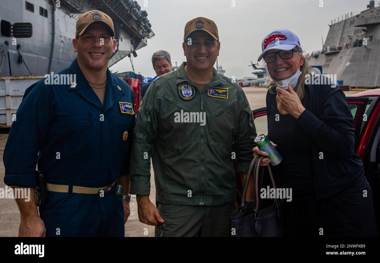 Command Master Chief Luke Jenkins, left, Capt. Tony Chavez, commanding ...