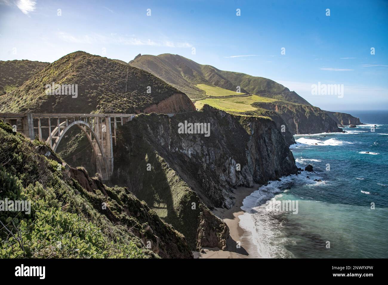 Iconic views from Big Sur in California during summer time. Taken on ...