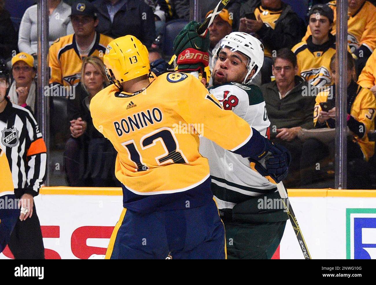 October 15, 2018; Nashville TN, USA Nashville Predators center Nick ...