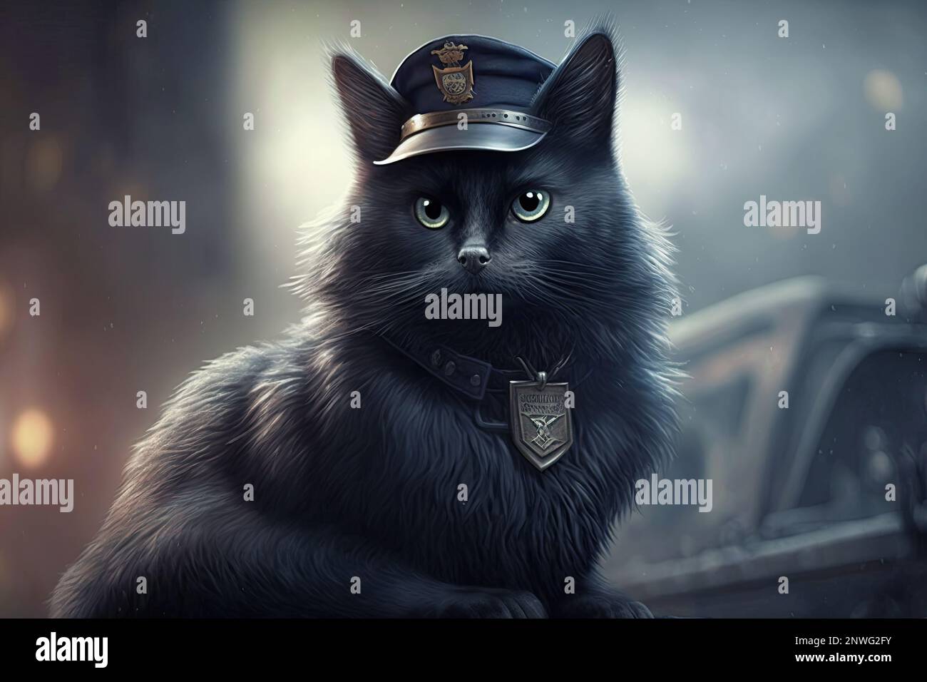 Charming cat police officer adorned in a sleek uniform and sporting a ...