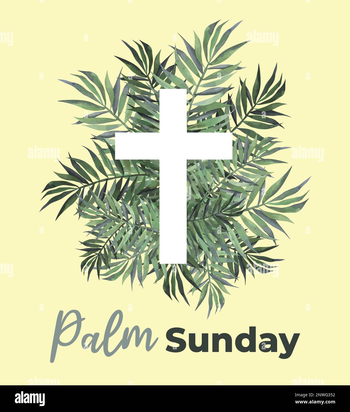 illustration of Christian Palm Sunday with palm branches and leaves and ... illustration of Christian Palm Sunday with palm branches and leaves and ...