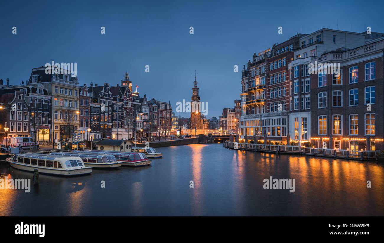 Evening panoramic view of the famous historic center with lights ...