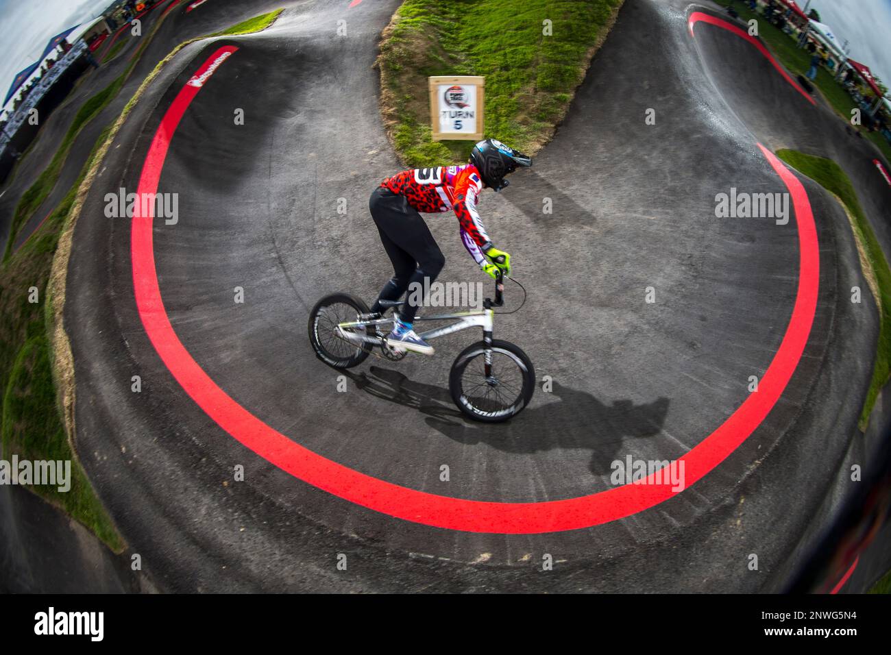 Men's runner-up Eddy Clerte of France rails a berm at the Red Bull Pump ...