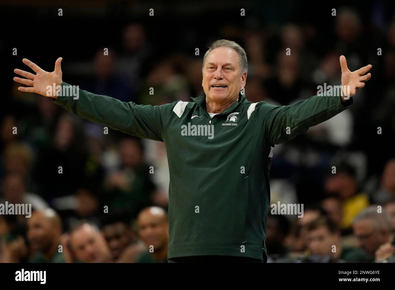 Michigan State head coach Tom Izzo reacts to a call during overtime in ...