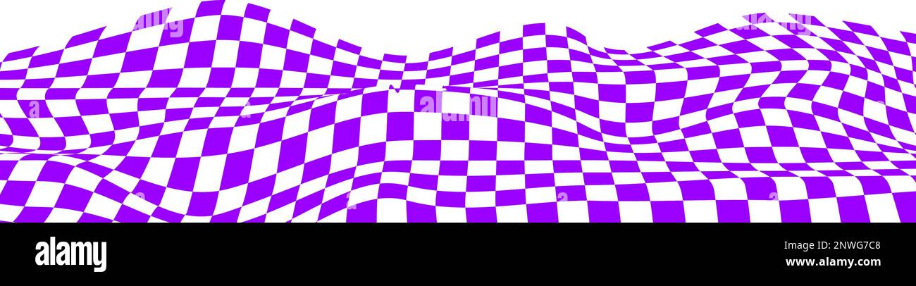 Warped texture with purple and white squares. Undulate chessboard ...