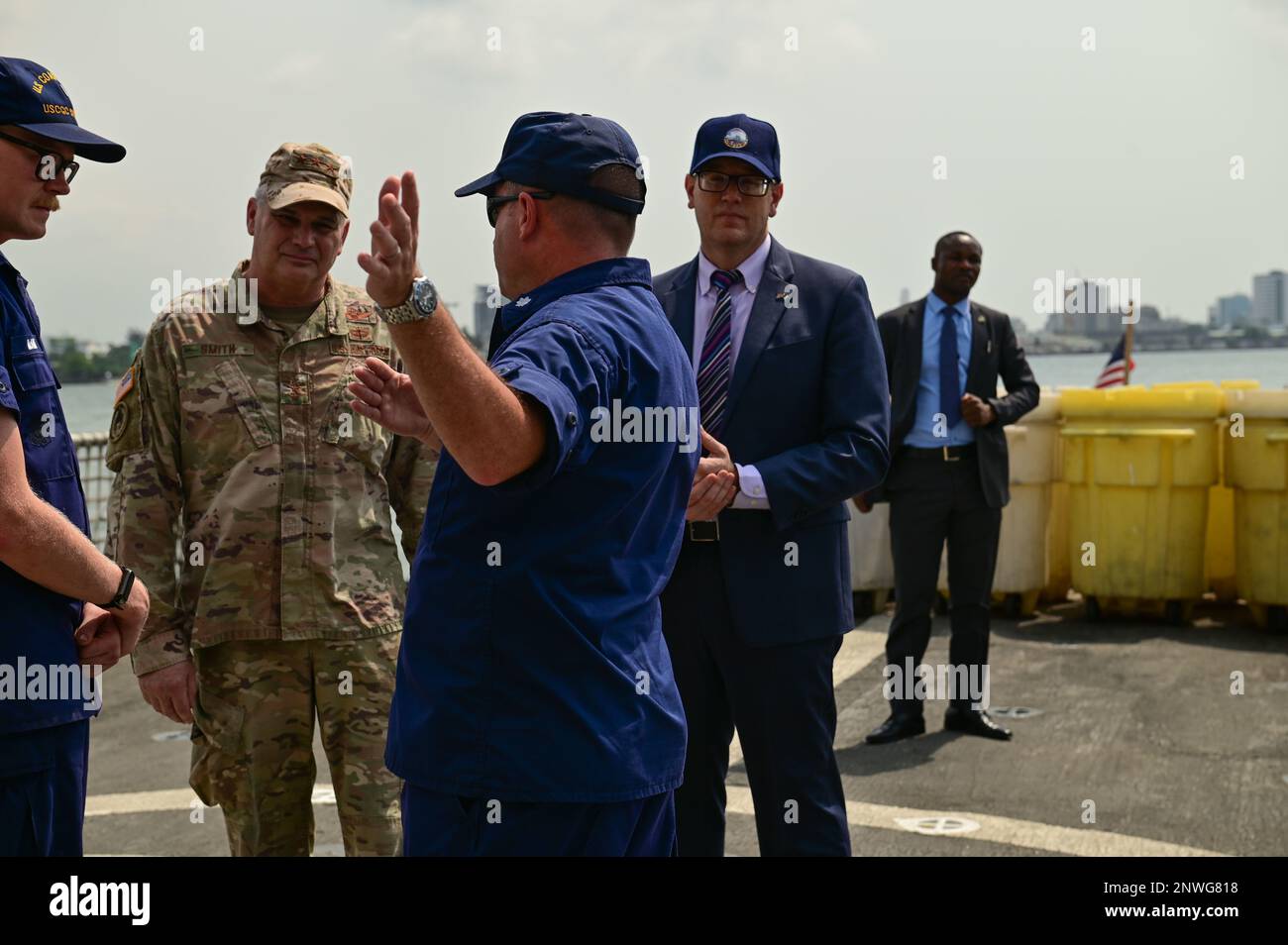 U.S. Coast Guard Cmdr. Corey Kerns, commanding officer of USCGC Spencer ...