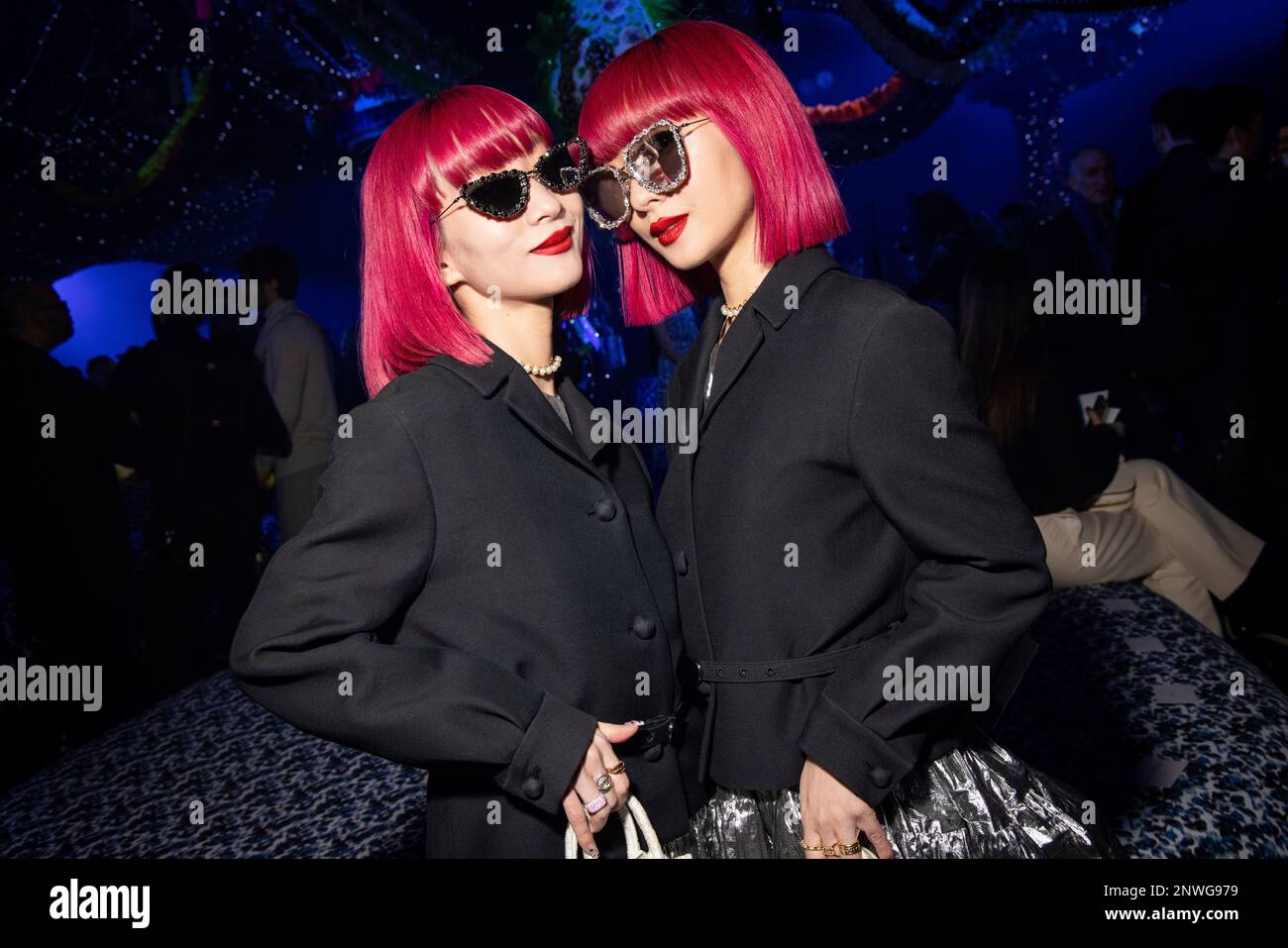 Ami and Aya arrive for the Christian Dior Fall/Winter 2023-2024 ready ...