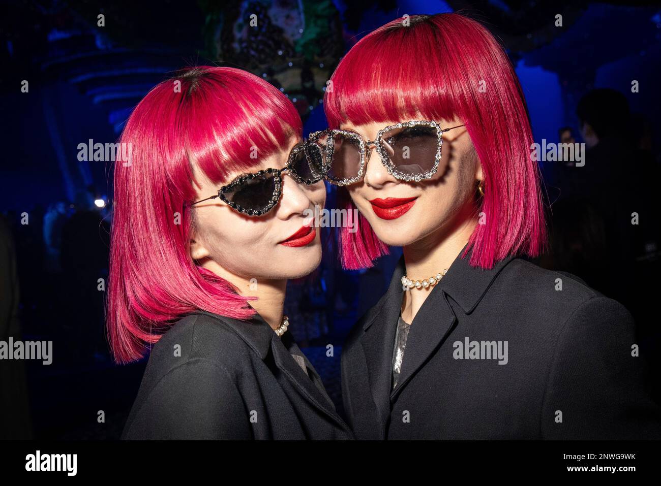 Ami and Aya arrive for the Christian Dior Fall/Winter 2023-2024 ready ...