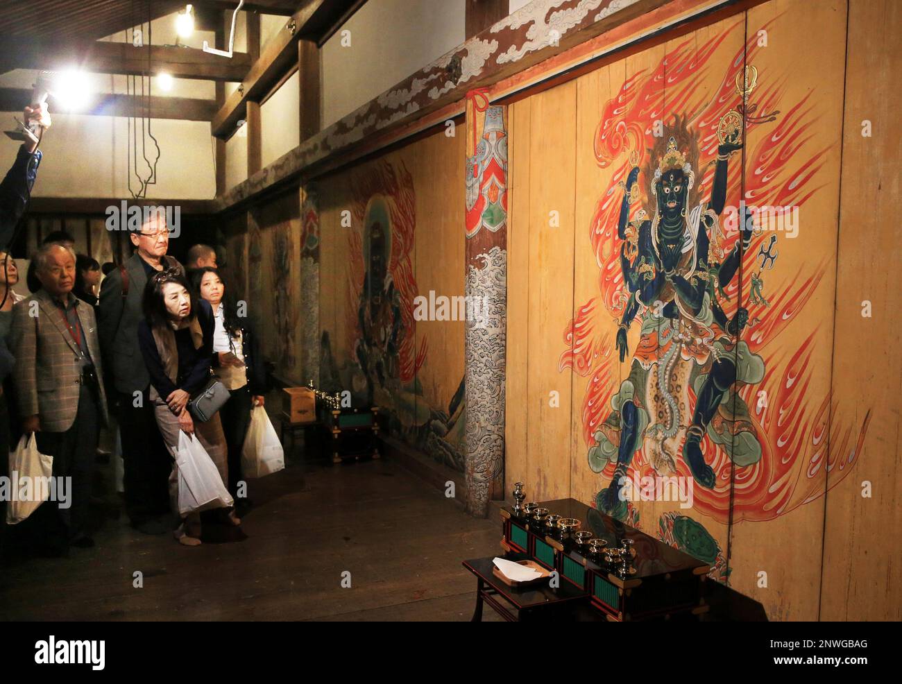 Mural painting of Godai Myoo, Five Great Wisdom Kings, which was drawn ...
