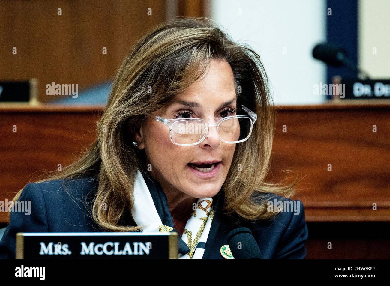 U.S. Representative Lisa McClain (R-MI) speaking at a hearing of the ...