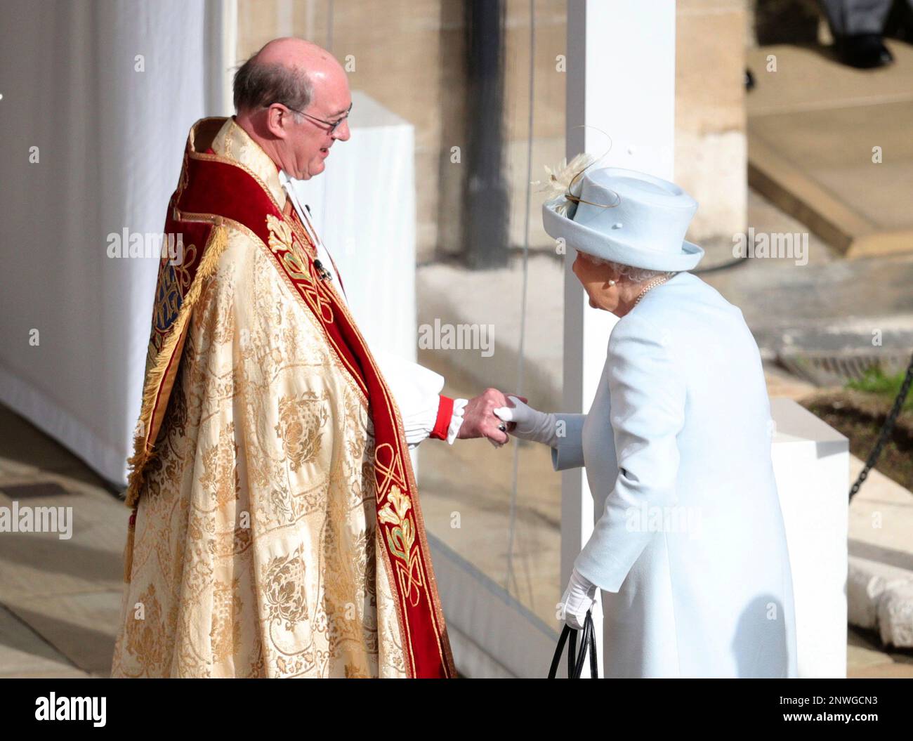 Queen Elizabeth II is greeted by The Rt Revd David Conner, Dean of ...