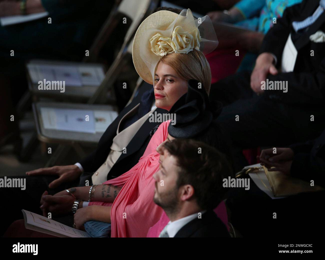 Pixie Geldof takes her seat for the wedding of Princess Eugenie of York ...