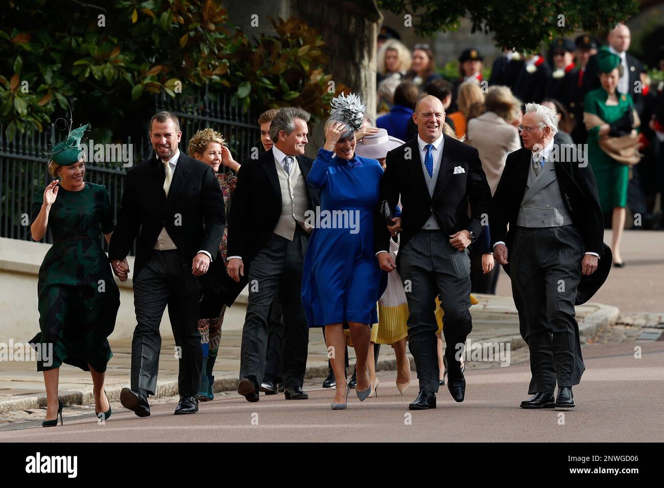 Zara Tindal, center, and her husband Mike Tindall arrive to attend the ...