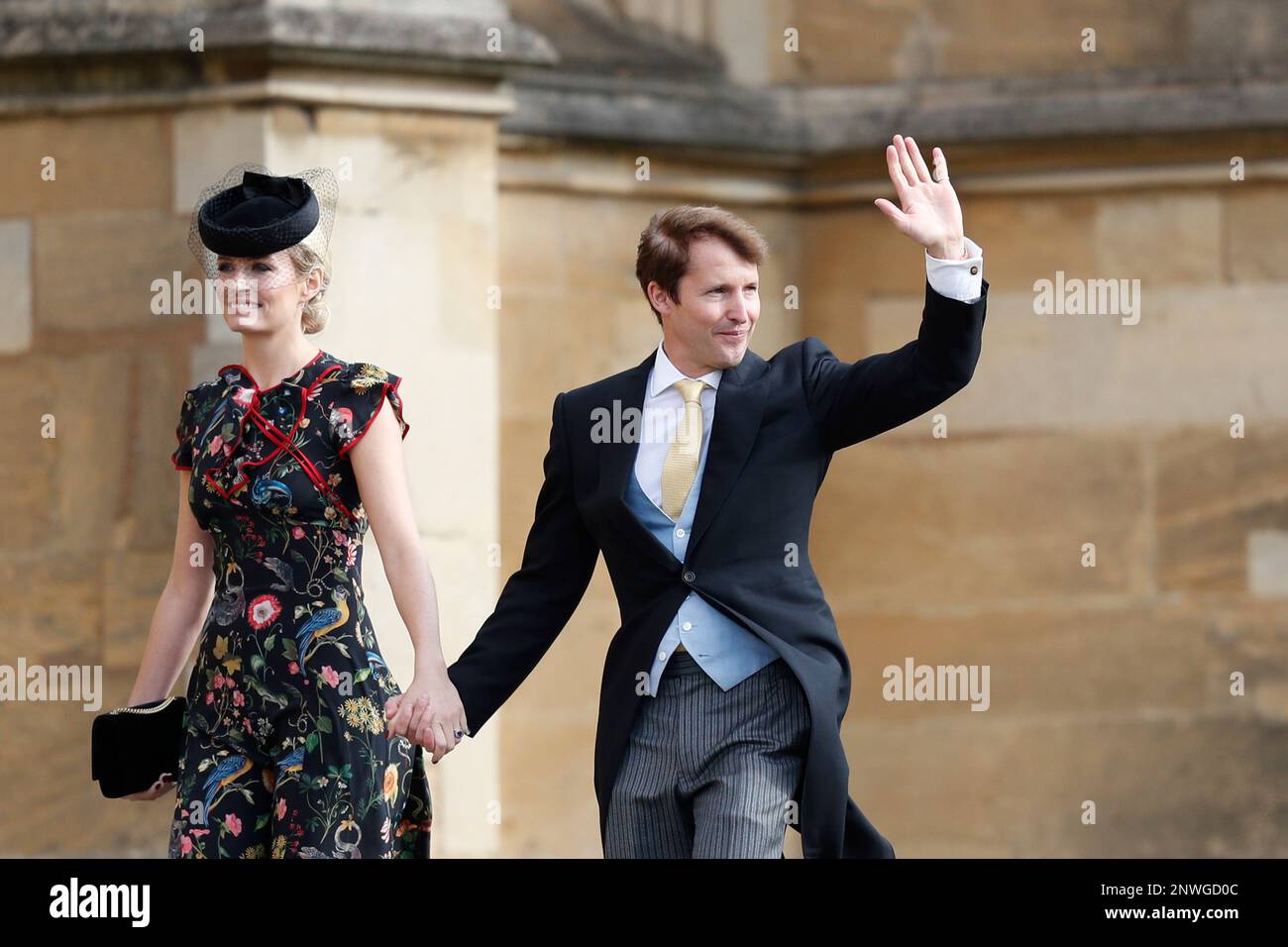 James Blunt, right, arrives with his wife Sofia Wellesley to attend the ...