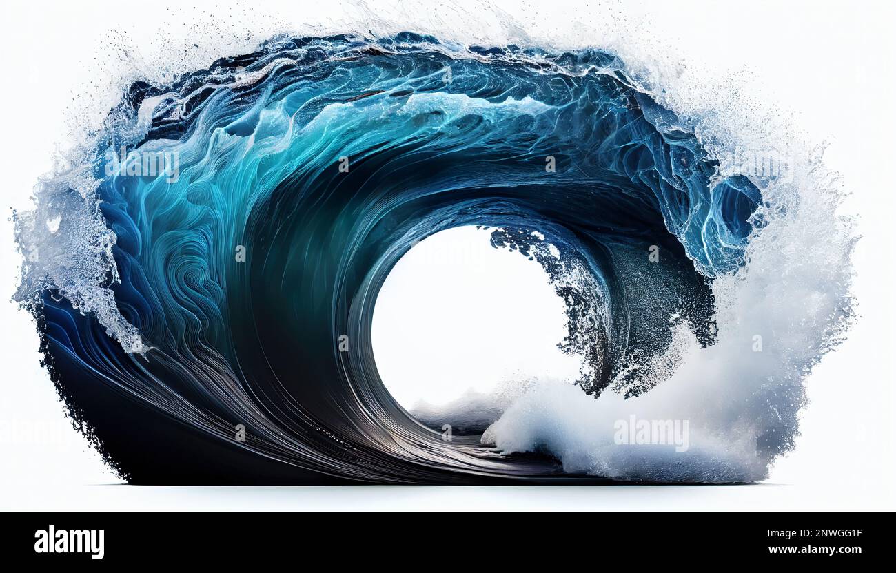 Wave tube of clear water isolated on white background Stock Photo - Alamy
