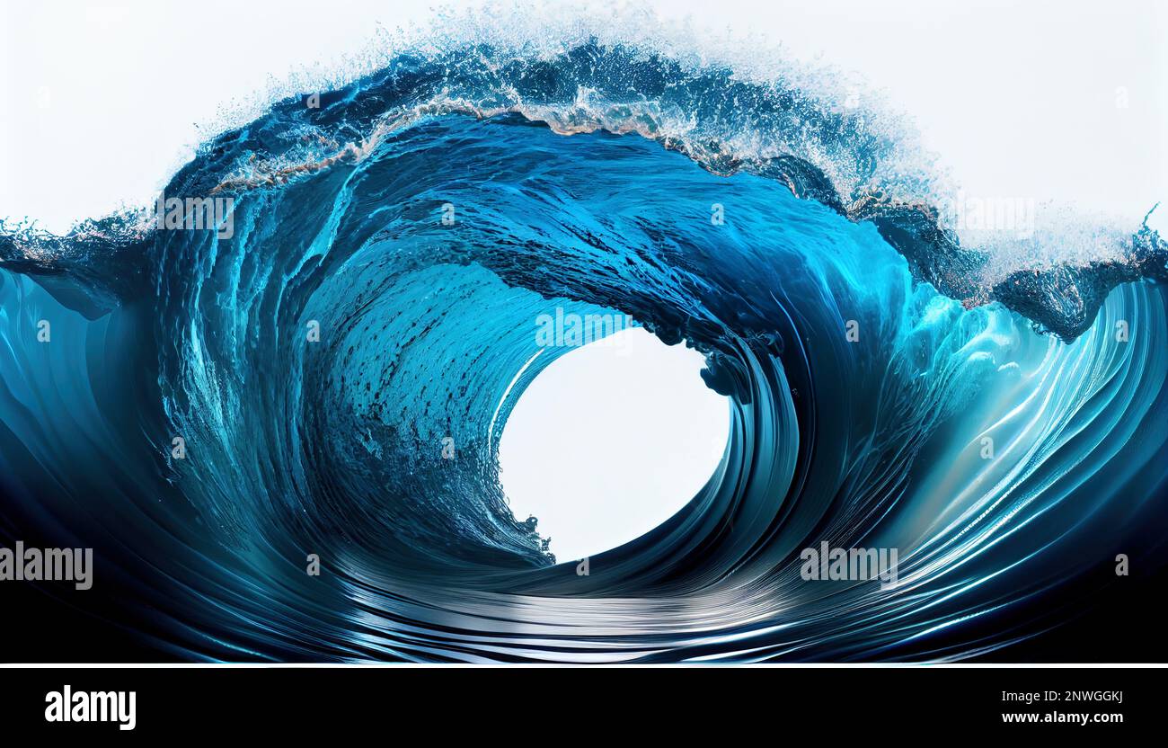 Wave tube of clear water isolated on white background Stock Photo - Alamy