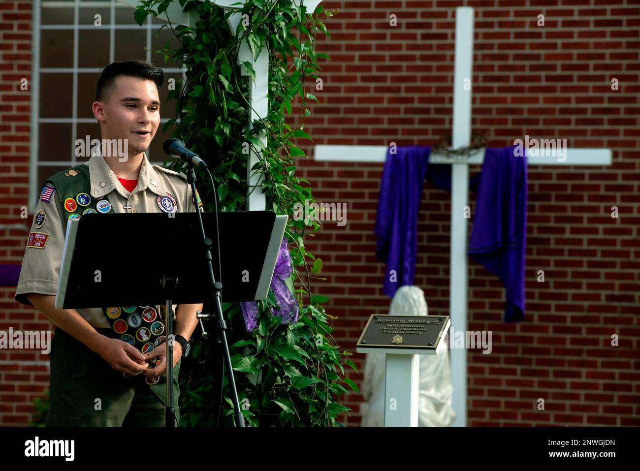 In this Sunday, Oct. 7, 2018 photo, Colton Clark, of Boy Scout Troop ...