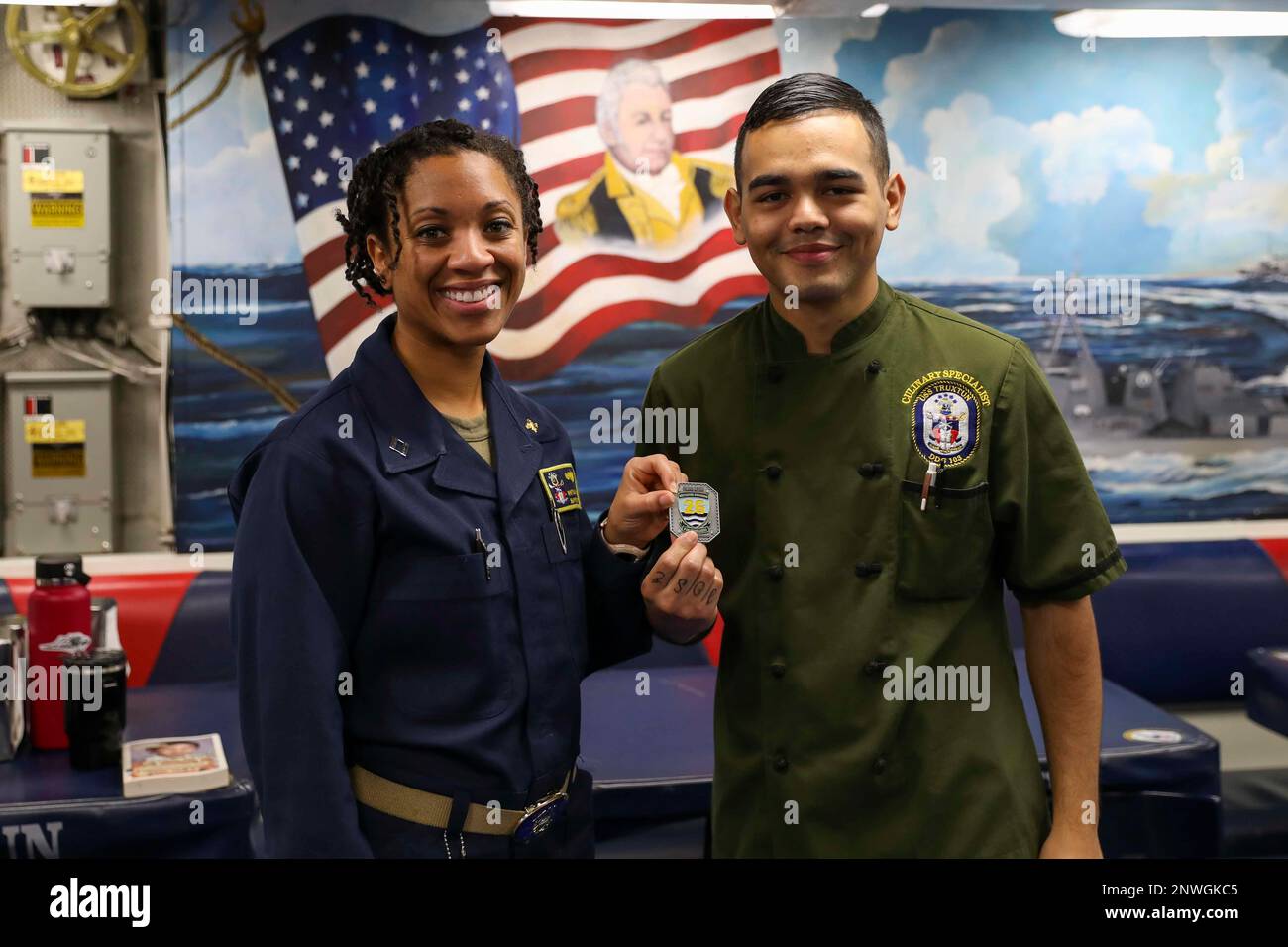 230201-N-JO162-1011 RED SEA (Feb. 1, 2023) ) Lt. Whitney Davidson, left ...