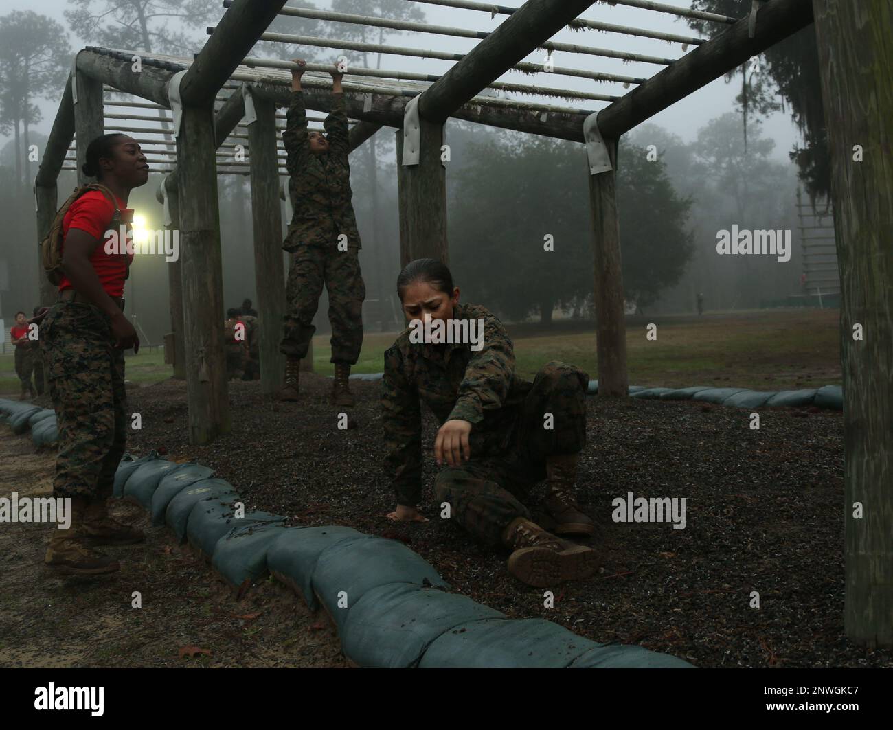 Recruits with Delta Company, 1st Recruit Training Battalion, navigate ...