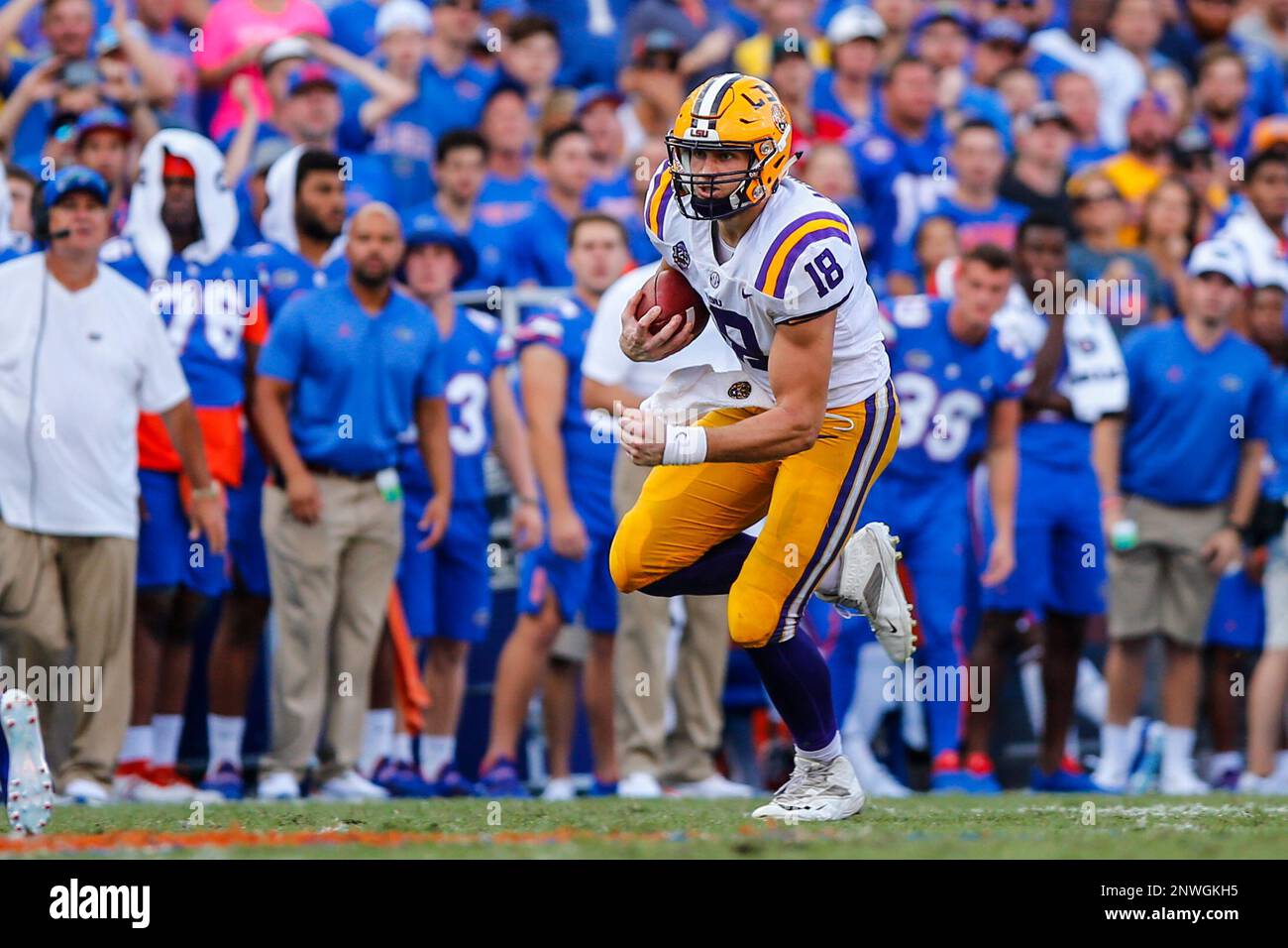 GAINESVILLE, FL - OCTOBER 06: LSU Tigers tight end Foster Moreau (18 ...