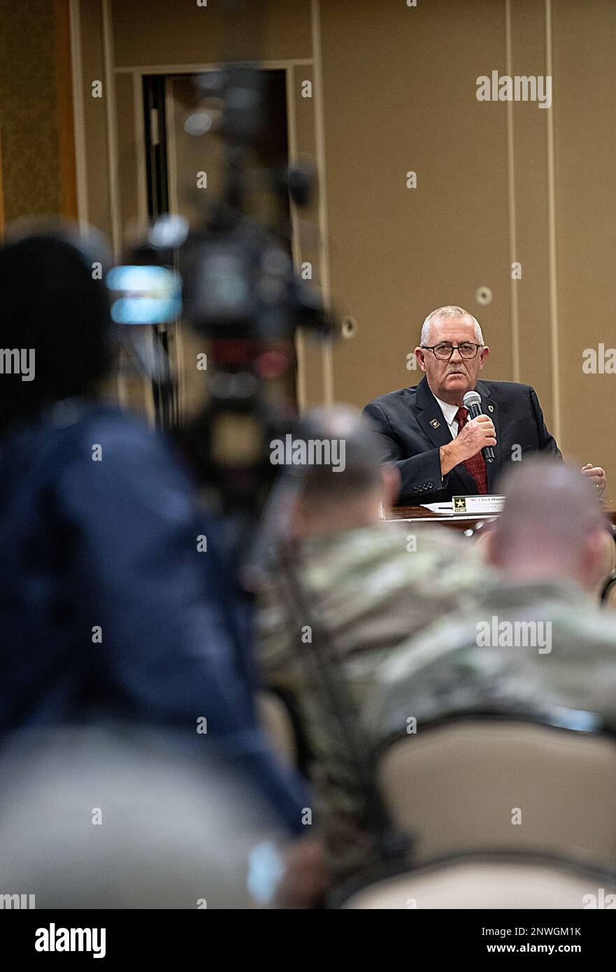 Chuck Houston, Fort Jackson Housing Manager, speaks during the ...