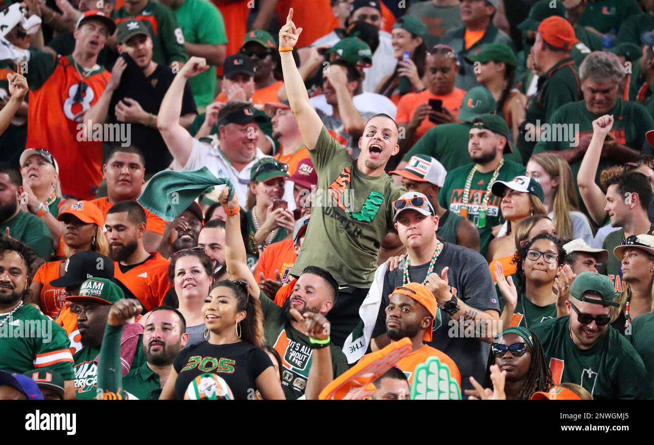October 06, 2018: The Miami Hurricanes fans celebrate during the ...