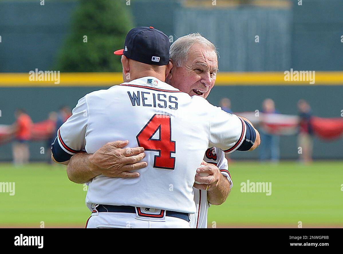 ATLANTA, GA – OCTOBER 08: Legendary Atlanta manager Bobby Cox gets a ...