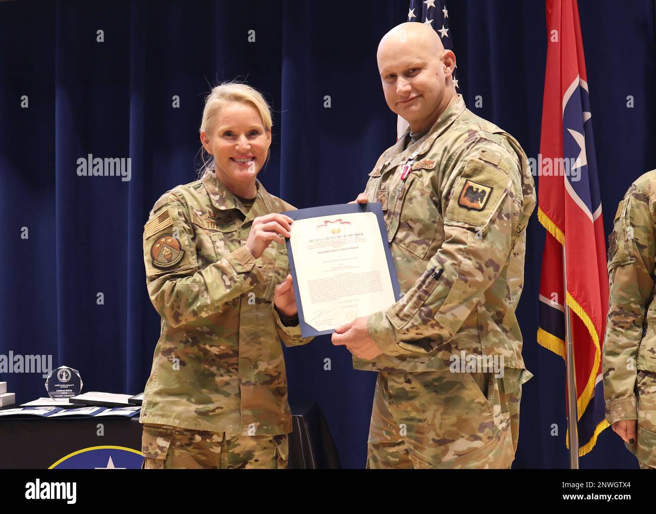 U.S. Air Force Master Sgt. Christopher Hope receives the Meritorious ...