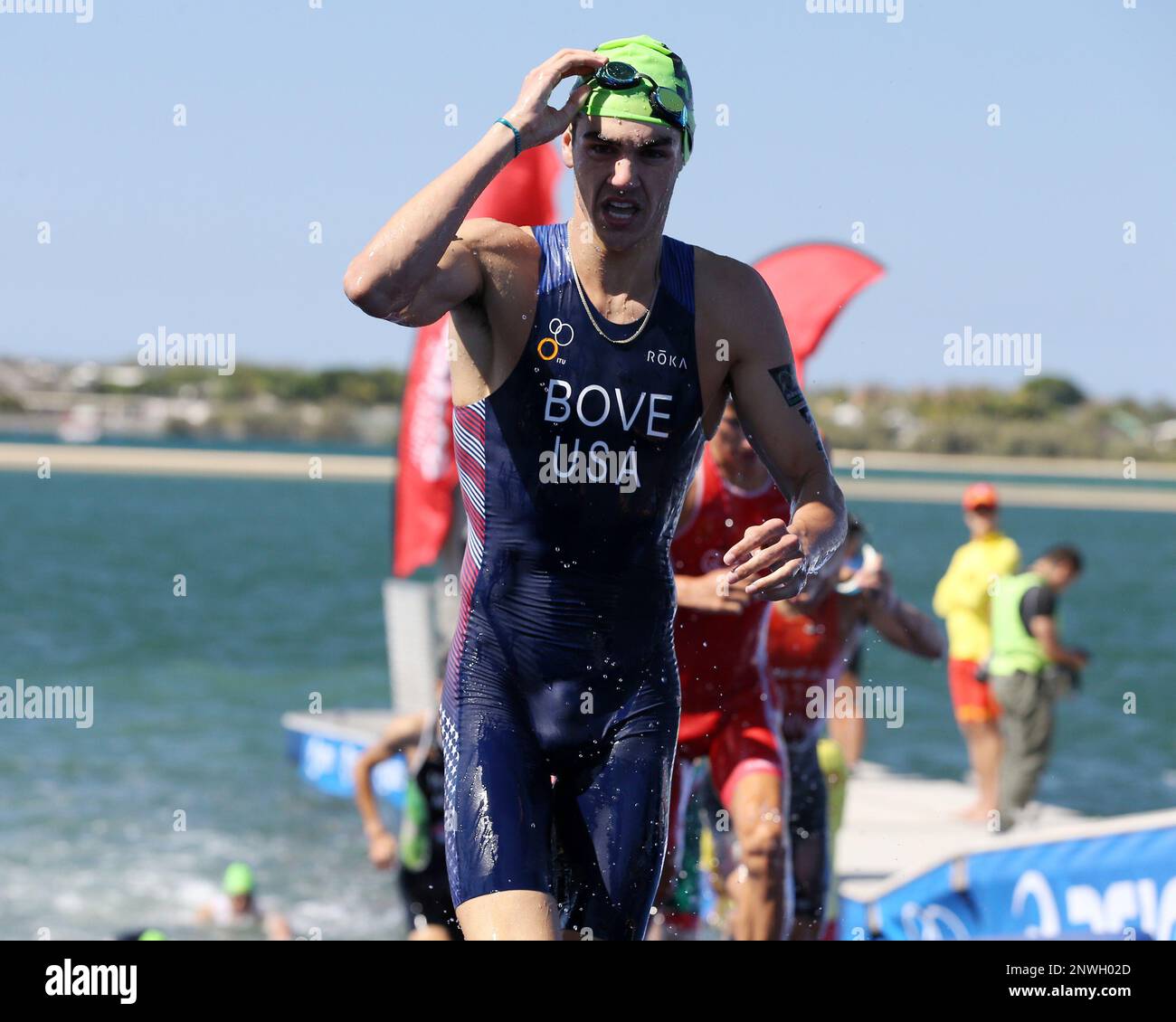 Davis Bove, of Franklin, Tenn, at the Junior Elite Men Triathlon World ...