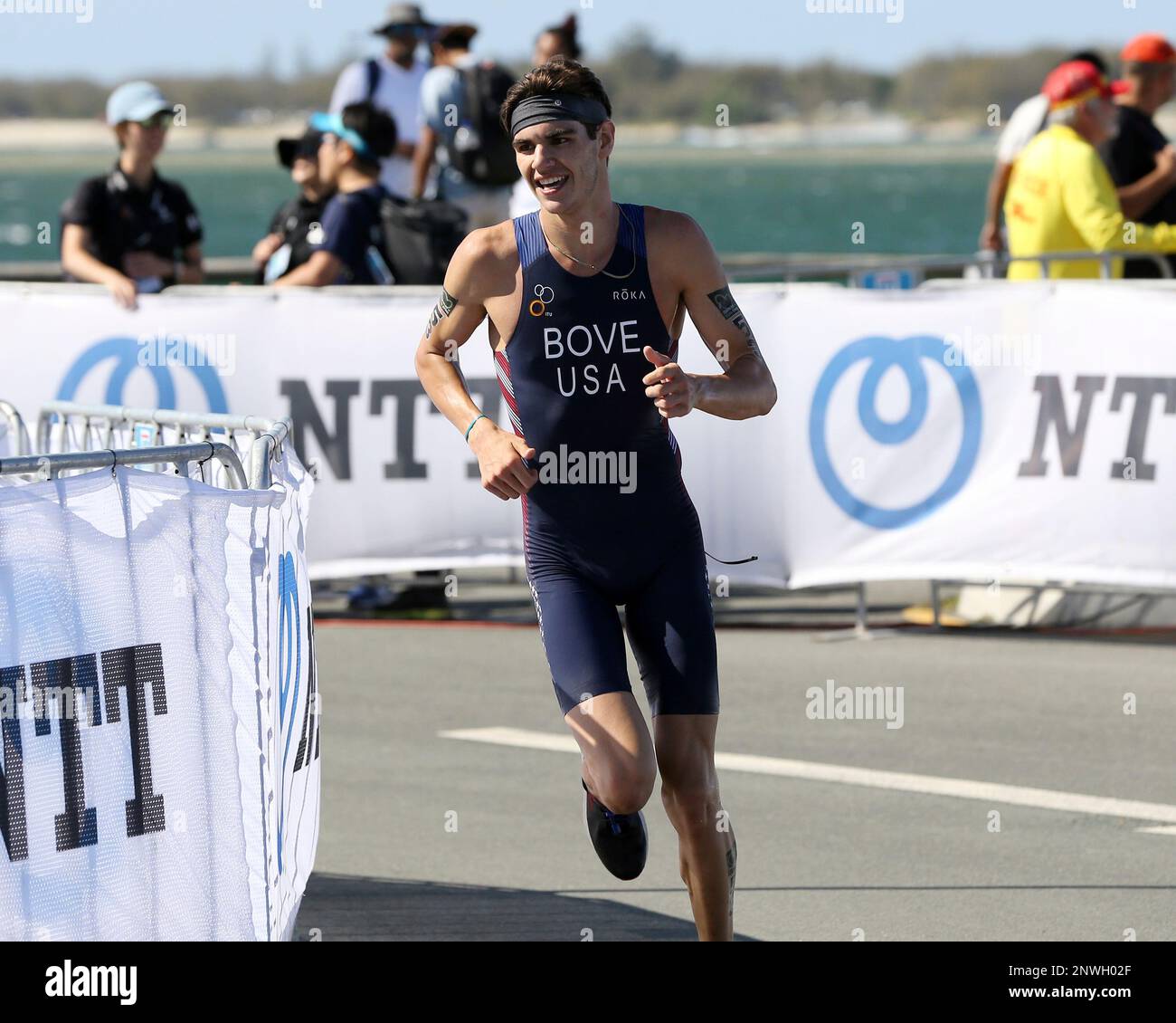 Davis Bove, of Franklin, Tenn, at the Junior Elite Men Triathlon World ...