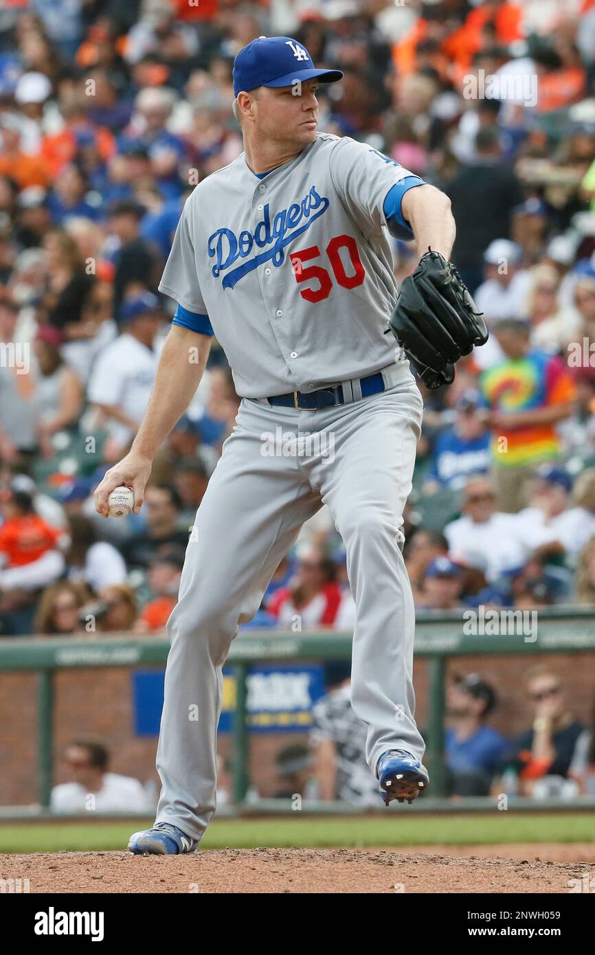 Los Angeles Dodgers relief pitcher Ryan Madson (50) on the mound during ...