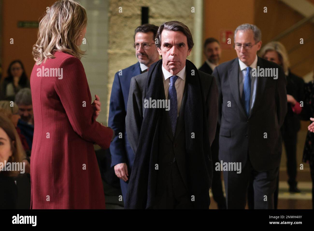 Madrid, Spain. 28th Feb, 2023. Jose María Aznar (C) attend the opening ...