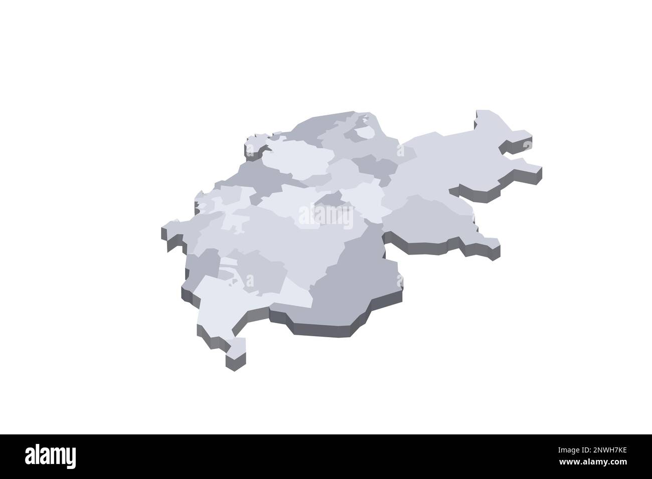 Switzerland political map of administrative divisions - cantons. 3D ...
