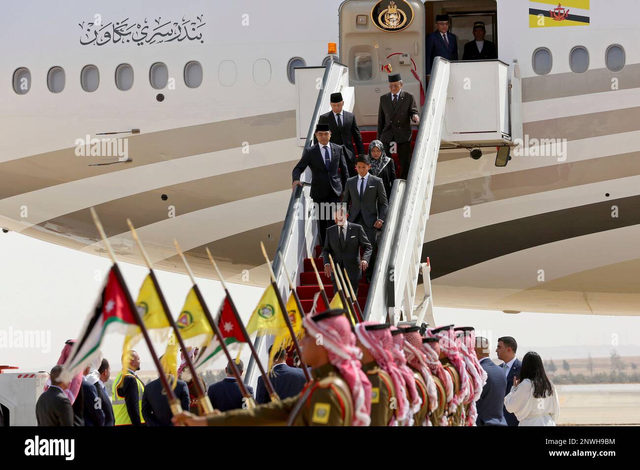 The Sultan of Brunei Hassanal Bolkiah, arrives to Queen Alia Airport ...
