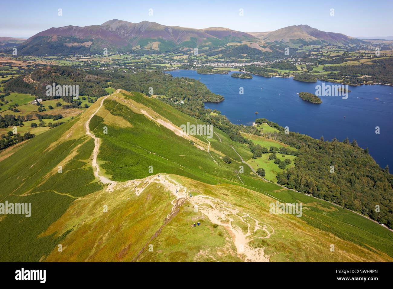 Aerial view of a beautiful mountain ridge in the English Lake District ...