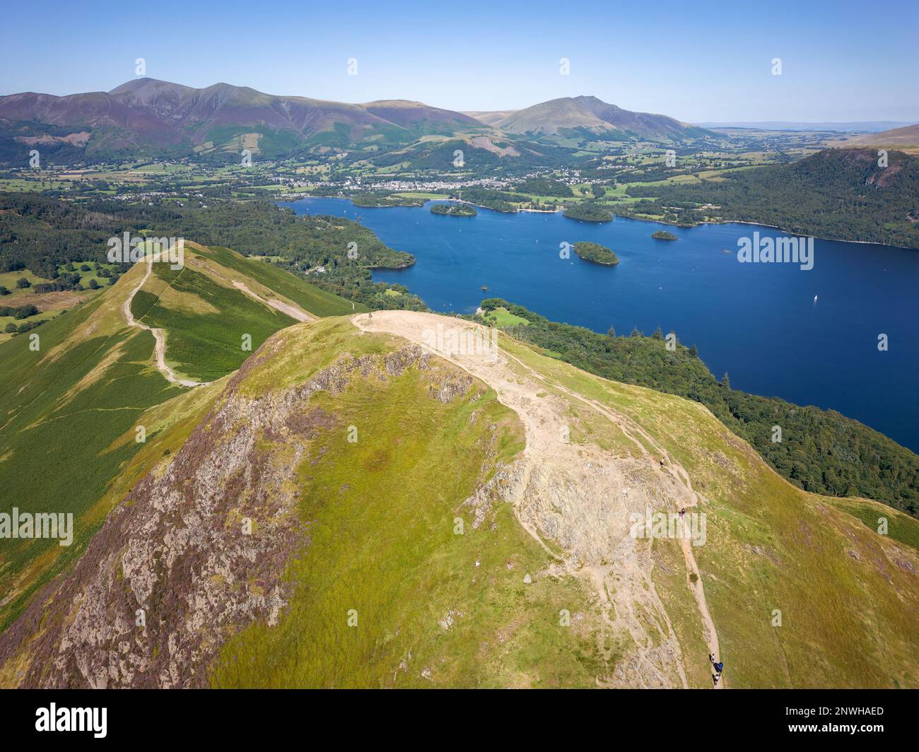Aerial view of a beautiful mountain ridge in the English Lake District ...