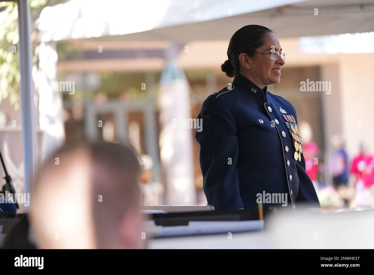 Lt. Col Moore Urrutia acknowledges the audience at the Band of the ...
