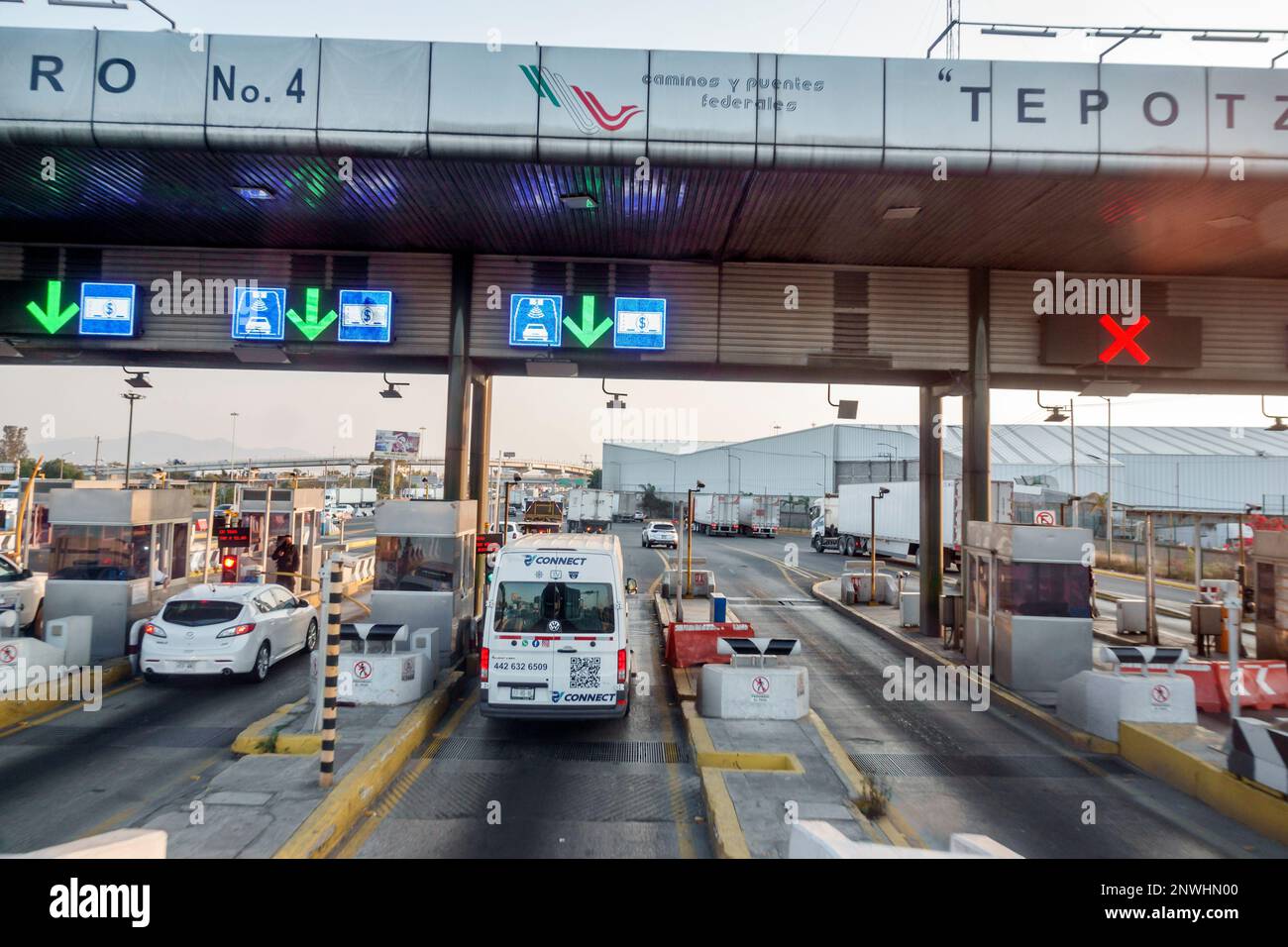 Mexico City,highway toll booth vehicles,sign signs information Stock ...
