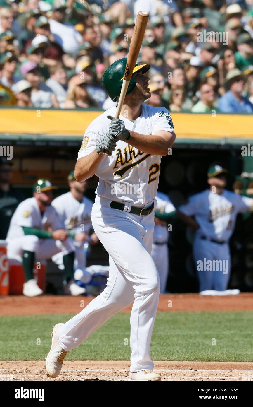 Oakland Athletics first baseman Matt Olson (28) at bat during a MLB ...