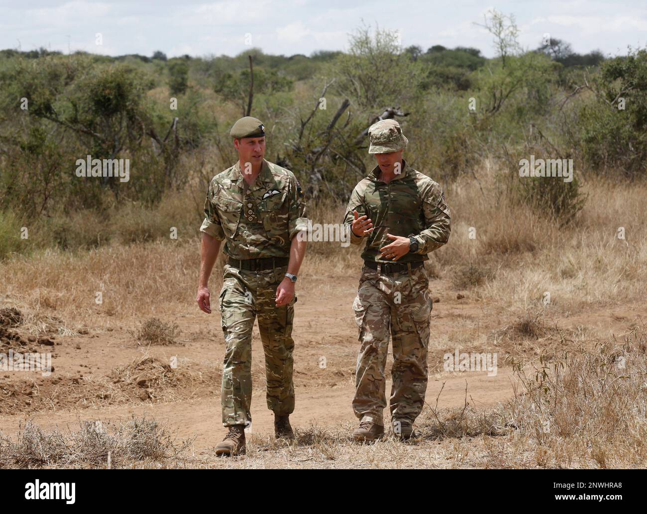 Britain's Prince William, left, speaks with Major Ben Irwin-Clark ...