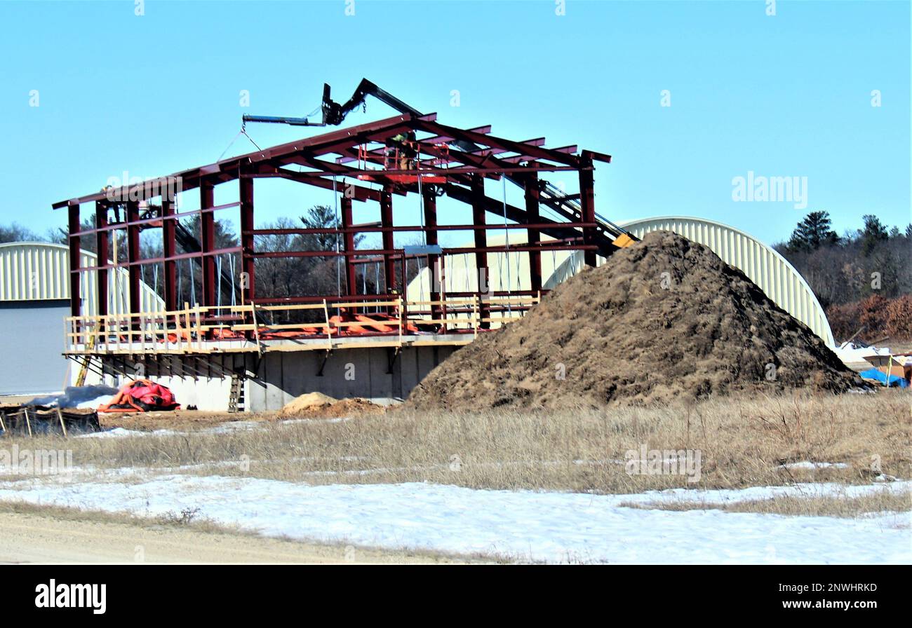 Contractors work on the new C-17 load trainer facility Feb. 10, 2023 ...