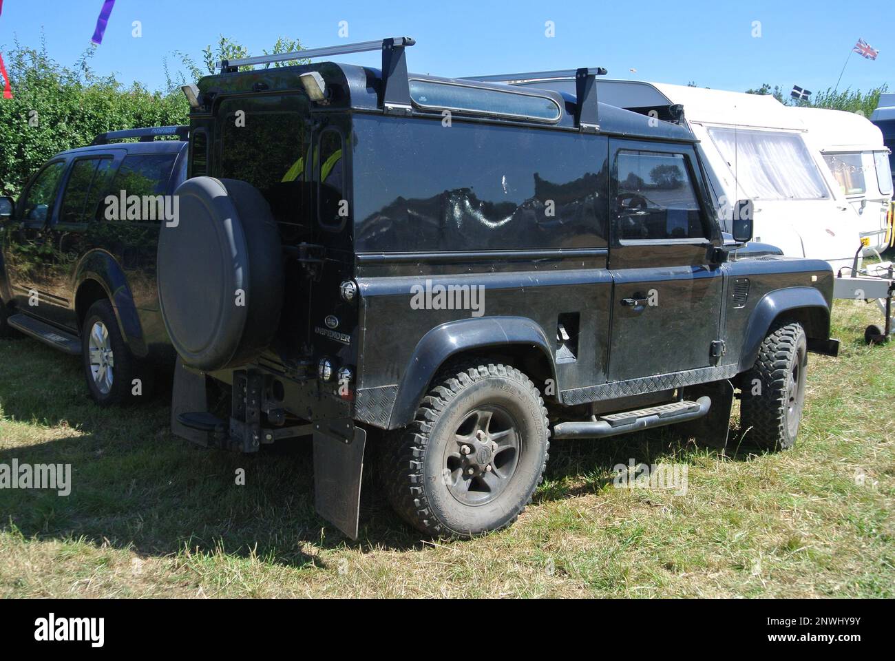 A 1997 Land Rover Defender parked up at the Torbay Steam Fair, Devon ...