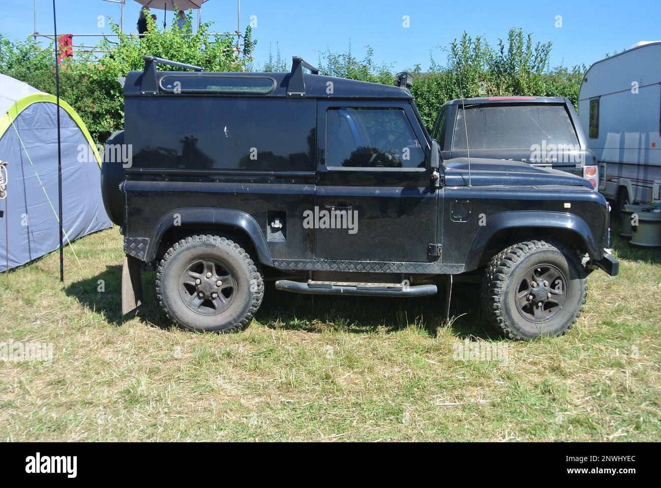 A 1997 Land Rover Defender parked up at the Torbay Steam Fair, Devon ...
