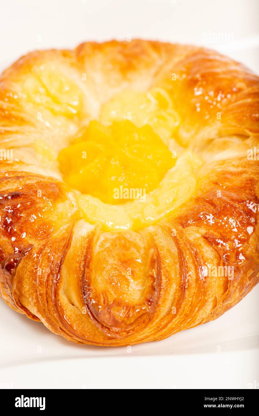 Mouth-watering mango and custard danish brushed with simple syrup Stock ...
