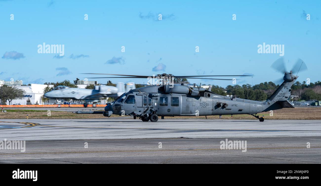 A 920th Rescue Wing HH-60G Pave Hawk helicopter prepares to take off ...